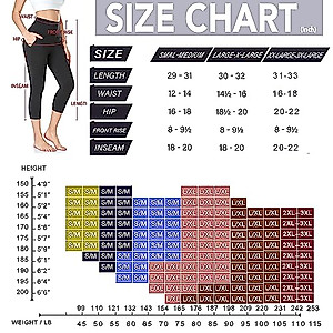 NEW YOUNG 3 Pack Capri Leggings for Women with Pockets-High Waisted Tummy Control Black Workout Gym Yoga Pants