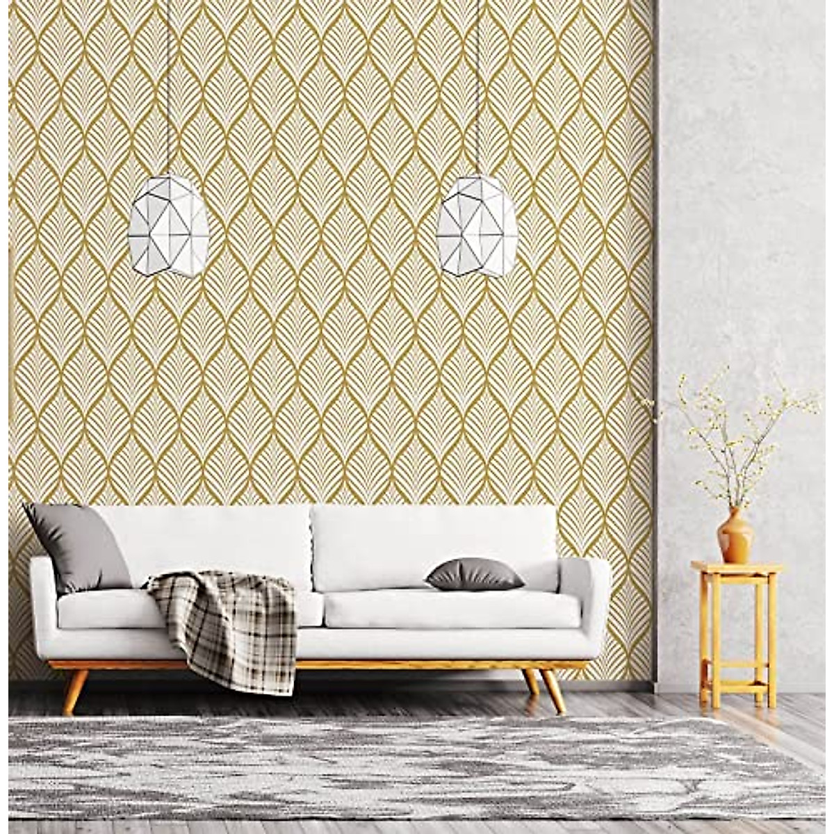 Amaowdc 17.51'' x 118''Gold Wallpaper Peel and Stick Wallpaper Modern Self Adhesive Removable Wallpaper Gold Leaf Texture Wallpaper for Home Decoration Furniture Kitchen Countertop Wall Covering