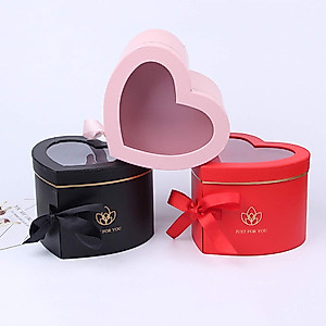 Xixcherg Heart-Shaped Paper Mache Boxes for Packaging, Luxury Flower Cardbord Boxes with Lids and Ribbons, Ideal for Crafting & Storage Accessories Cosmetics Jewelry Gifts Home (Red)