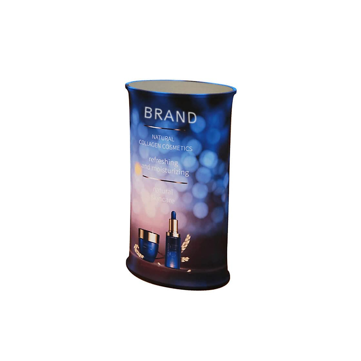 BannerBuzz, Fabric Pop Up Oval Booth, Graphic with Hardware, 240 GSM, Tension Fabric, 32 mm Tube Diameter, 1440 DPI Dye-Sublimation Printing, Ideal for Trade Show, Exhibition (58.3” W X 39” H)