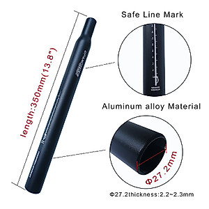 UPANBIKE Bike Seat Post Aluminum Alloy Length 350mm 25.4/27.2/28.6/30.8/31.7mm Black for Mountain Bike Road Bicycle(27.2mm)