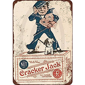 HomDeo Tin Sign 8" x 12" Personalized Wall Decor Metal Signs Vintage for Bar Laundry Room Yard Ranch Pub 1918 Cracker Jack Candy Vintage Look