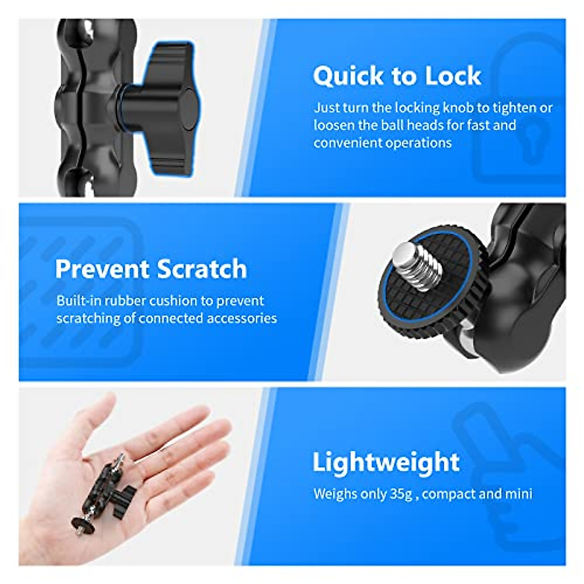 NEEWER Universal Magic Arm with Dual Ball Head, Compatible with SmallRig Camera Cage (4 Pack, ST21)