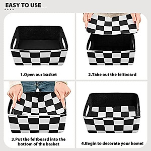 Kcldeci Buffalo Check Storage Bins Baskets for Organizing, Black White Plaid Checkered Sturdy Storage Basket Foldable Storage Baskets for Shelves Closet Nursery Toy