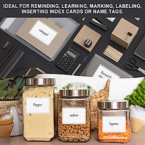 wexpw 50 Pieces 3x4 inch Adhesive Plastic Pockets Sleeves with 50 Pieces White Insert Cards, Self Adhesive Clear Label Holder Index Card Pocket Sleeves Clear Plastic Sticky Labels Holders