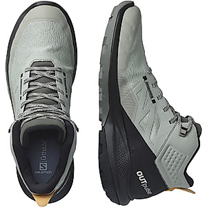 Salomon Men's OUTPULSE Mid Gore-Tex Hiking Boots for Men, Wrought Iron/Black/Vibrant Orange, 9.5