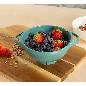 Crisp 2 Pack Mini Colander Berry Baskets - Plastic, Durable Kitchenware, Dishwasher Safe - Made in the USA - Prussian Blue & Light Teal