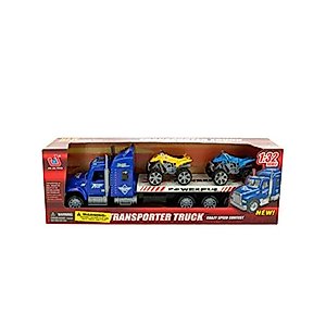 bulk buys Friction Powered Toy Trailer Truck with Atvs - Set of 8