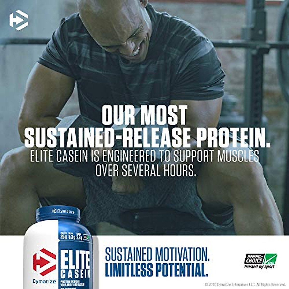 Dymatize Elite Casein Protein Powder, Slow Absorbing with Muscle Building Amino Acids, 100% Micellar Casein, 25 g Protein, 5.4 g BCAAs & 2.3 g Leucine, Helps Overnight Recovery, Cinnamon Bun, 64 Oz