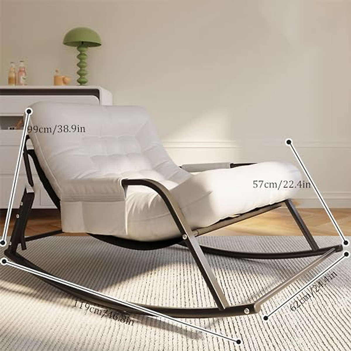 BREAUX Grand Patio Textilene Rocking Chair,Durable Metal Frame with Comfortable Cushion,Relax Armchair for Indoor(A)