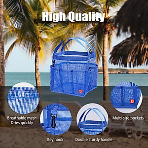 Jovilife Mesh Shower Caddy Quick Dry Hanging Shower Tote 10 Pouch Portable Bathroom Caddy Organizer with Key Hook 8.7INCH Width Large Mesh Shower Tote Portable for Dorm Camp Beach Pool