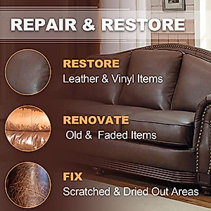 STARTSO WORLD Leather Recoloring Balm with Mink Oil Leather Conditioner, Leather Repair Kit for Couches, Dark Brown Leather Dye for Furniture, Car Seat, Sofa, Shoes, Vinyl