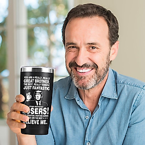 WOELIVE Father's Day Gift for Brother from Sister, Siblings - Best Birthday Gifts Christmas Ideas for Brother In Law - Funny Gag Fathers Day Brothers Gifts - 20 Oz Black Tumbler