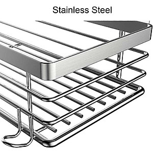 BebLP Adhesive Shower Caddy Soap Dish Holder Shelf with 5 Hooks Bathroom Generic Bathroom organizer Bathroom accessories Bathroom storage Shower organizer Storage organizer Home organization