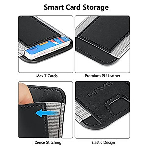 Phone Card Holder, Premium Leather Phone Wallet Stick On, Strong Adhesive Cell Phone Pocket Credit Card Holder for Phone Compatible with iPhone, Samsung & Most Smartphones, Fit 7 Cards, Black, 1 Pack