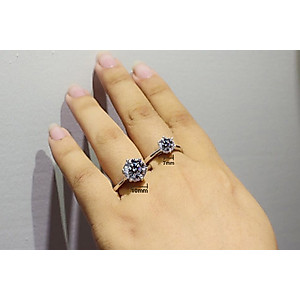 TenFit Jewelry Elegant 4ct Round Cushion Cut Solitaire Halo Diamond Wedding Engagement Ring, Size:6