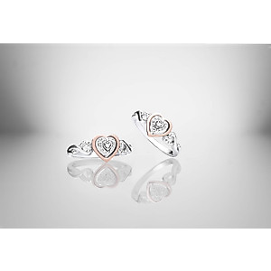 14K Rose Gold Plated .925 Sterling Silver Diamond Accented Three Heart Infinity Promise Ring (I-J Color, I2-I3 Clarity) - Size 5