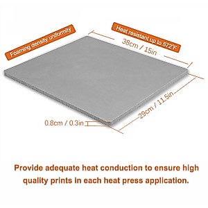 15x12in Silicone Mat for Heat Press 0.33Inch Thickest for Heat Transfer Machine for Cricut Easypress (Mat-1512)