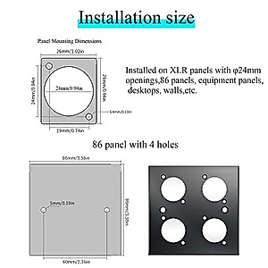 QIANRENON TRS 1/8 Stereo Panel Connector TRS 3.5mm Female to Female Short Cable Pass Through Panel Coupler,XLR Panel Mount, for Stereo Cable Speakers and Headphones, Silver Grey