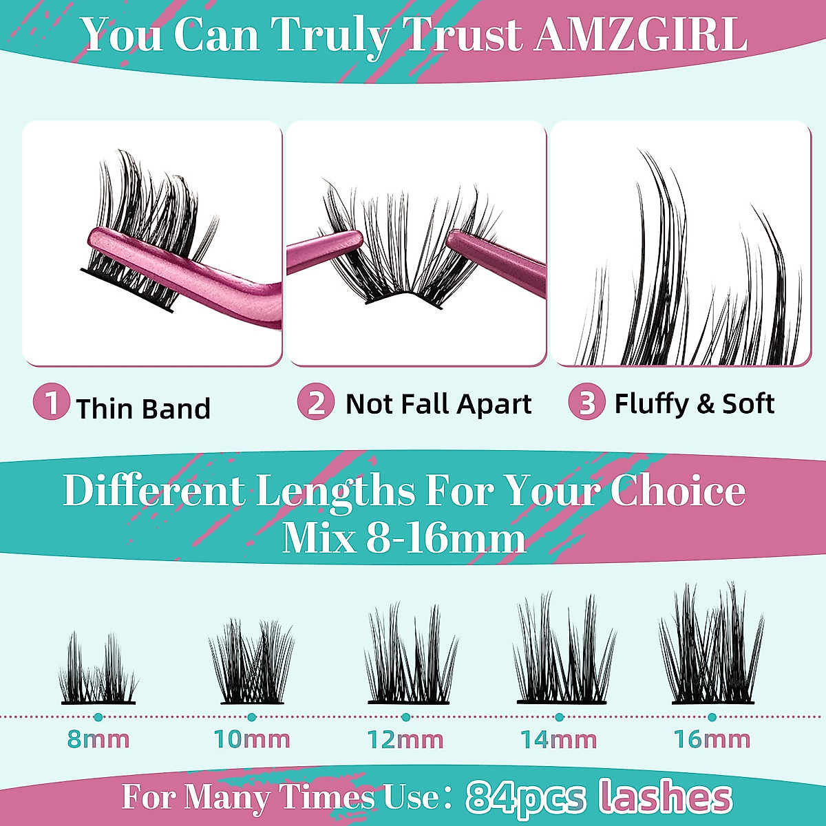 Lash Extensions Kits 84 Pcs Lash Clusters With Lash Glue, Remover, Eyelash Clusters Tweezer For Beginner Diy Individual Lash Extension At Home Easy To Apply(Blushing)