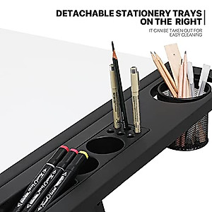 MoNiBloom Height-Adjustable Drafting Table, Tiltable Tabletop Drawing Table Adult Art Craft Work Station w/Stool for Reading Writing Painting, Homeschooling Desk for Children with 2 Storage Drawers