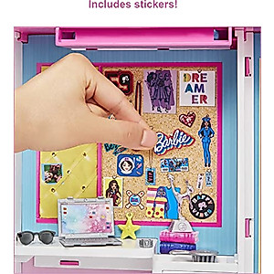 Barbie Dream Closet with Blonde Doll & 25+ Pieces, Toy Closet Expands to 2+ ft Wide & Features 10+ Storage Areas, Full-Length Mirror, Customizable Desk Space and Rotating Clothes Rack