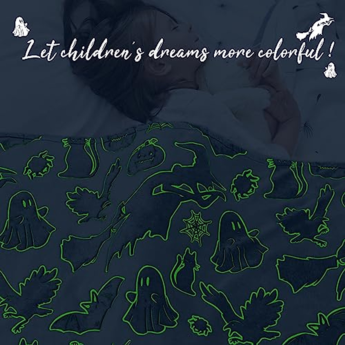 REXEO Throw Blanket Kids Soft Fleece Blankets Black Cat Halloween Throw Blanket 50"×60"