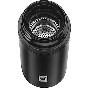 Zwilling Thermo Thermos Flask, Integrated Filter Insert, Vacuum Flask for Tea & Infused Water, Double Wall Insulation, 420 ml, Height: 17,2 cm, Black
