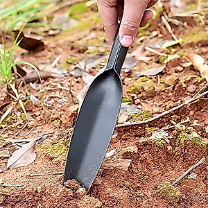Willow Leaf-Shaped Garden Trowel Tool 12-inch Hand Shovel High-Carbon Steel Material One-Piece Forged Heavy Duty Manual Tool Potting Digging Transplanting Planting Weeding (Grey)