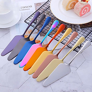 Dough Cutter Cake Pie Pastry Servers, Stainless Steel Cake Serving Onside with Fine Serrated, Simple Serrated Cake Shovel, Baking Tool for Kitchen Home Wedding (Rose Gold) Baking Shovel