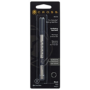 Cross Gel Ink Rolling Ball Refill for Selectip Pens, Medium - Black