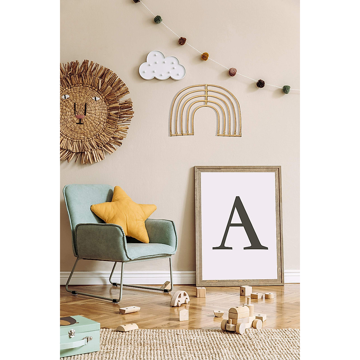 Lucky Love Rattan Rainbow Nursery Decor & Mountain Decor| Baby Room Wall Decor for Baby Girl or Baby Boy