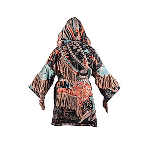 Chekanka San|Mixi Multicolor Poncho Coat for Men|Boho Chic Style|Miyuki beads|Long Coat|Inspired in the Mayan Jungle - S