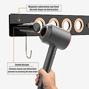 Hairdryer Holder for Dyson HD 08.01.02.03.04, Hole-Free Bracket Acrylic Hair Dryer Storage Bathroom Storage Care Tools (Black)