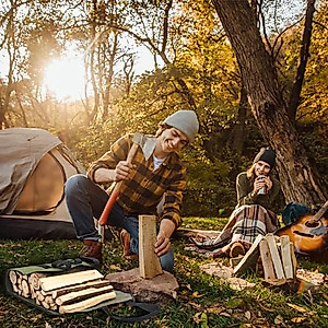 Hongmai Wood Carrier for Firewood with Handles, Canvas Firewood Log Carrier Tote, Firewood Holder Fireplace Accessories, Firewood Carrier Bag for Indoor, Outdoor, All Weather Camping (Green)