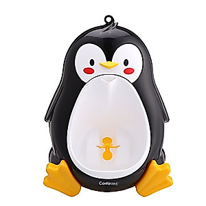 Conforzy, Penguin Standing Potty Training Urinal for Boys with Fun Aiming Target (Black)