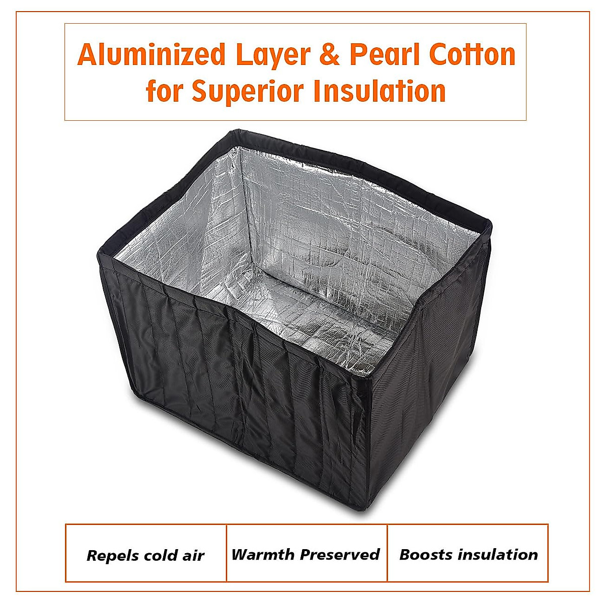 Insulated Protection for Outside AC Units: Window & Wall Air Conditioner Cover to Retain Warmth, 25.5''Lx 18''Hx 20.5''D- Black