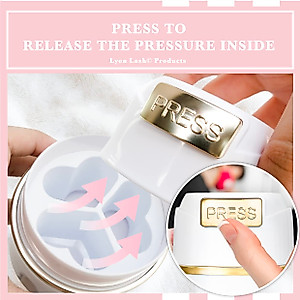 Lyon lash Glue Storage Container, White Gold, Airtight Adhesive Holder For Eyelash Extension Glues, Sealed Jar/Tank/Box/Bottle, Lashes Extensions Supplies