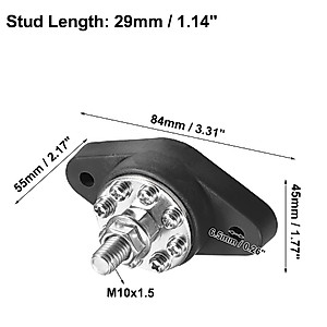 X AUTOHAUX 1 Set 3/8" Power Distribution Block 8 Point Bus Bar 16 Screws Terminal Block for Boat Car Marine Battery Junction Block Plastic Metal Black