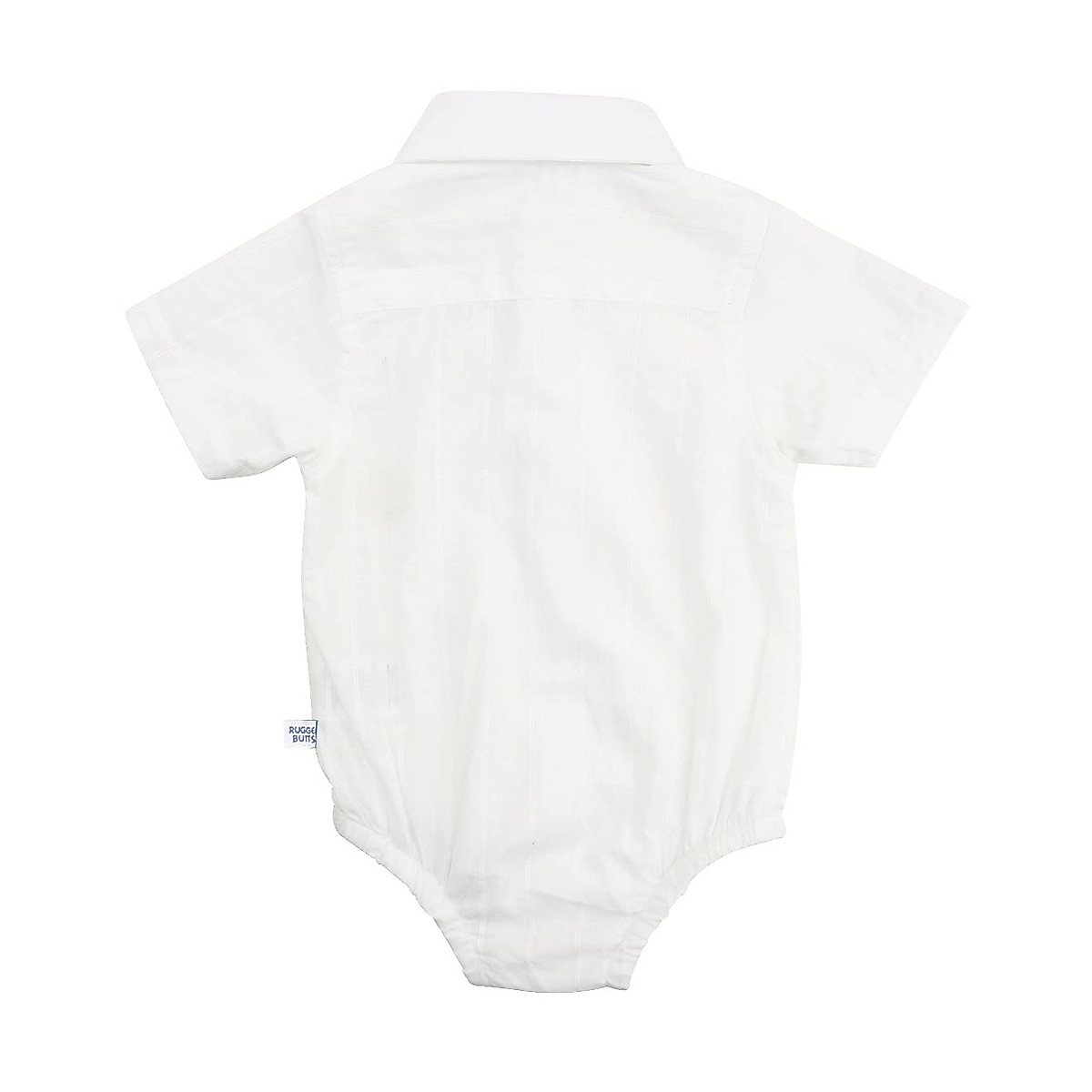 RUGGEDBUTTS® Baby/Toddler Boys White Dobby Short Sleeve Button Up Bodysuit - 18-24m