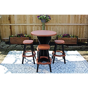 Leisure Accents Patio Table Set with Four Barstools - Black Base with Redwood Accents - Perfect for Patio and Outdoor Spaces. Hardware Free Easy Assembly. Proudly Made in USA