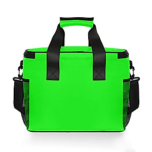 Kigai Insulated Cooler Lunch Bag,Plain Neon Green Solid Color Reusable Leakproof Lunch Box Cooler Bag for Women and Men Work Picnic Beach,with Detachable Shoulder Strap…