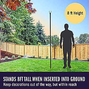 Holiday Styling String Light Poles for Outdoor String Lights - Metal Light Pole w/Hooks for Outdoor String Lighting - Patio Light Accessories Ideal for Backyard, Weddings, and Parties