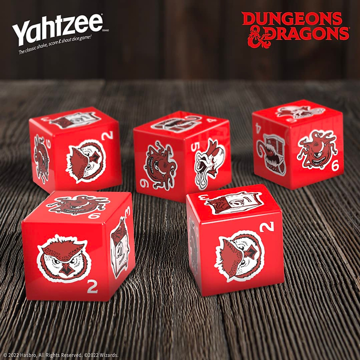 YAHTZEE: Dungeons & Dragons | Collectible Dice Tower | Dice Featuring Dragon, Owl Bear, Gelatinous Cube, Mimic, Mind Flayer, and Beholder | Officially-Licensed Dungeons & Dragons Game & Merchandise
