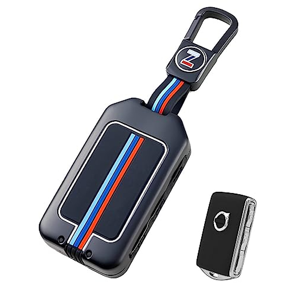 YINEOR for Volvo Key Fob Cover Metal Car Key Case Keychain Smart Key Fob Holder fob Protector Compatiblefor XC40 XC60 XC90 S60 S90 V60 V90 (Black)