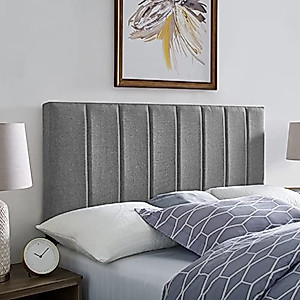 Classic Brands Sienna Tufted Upholstered Headboard, Light Grey King