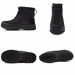 SILENTCARE Men's Warm Snow Boots, Fur Lined Waterproof Winter Shoes, Anti-Slip Lightweight Ankle Boot (9.5 M US, Black)