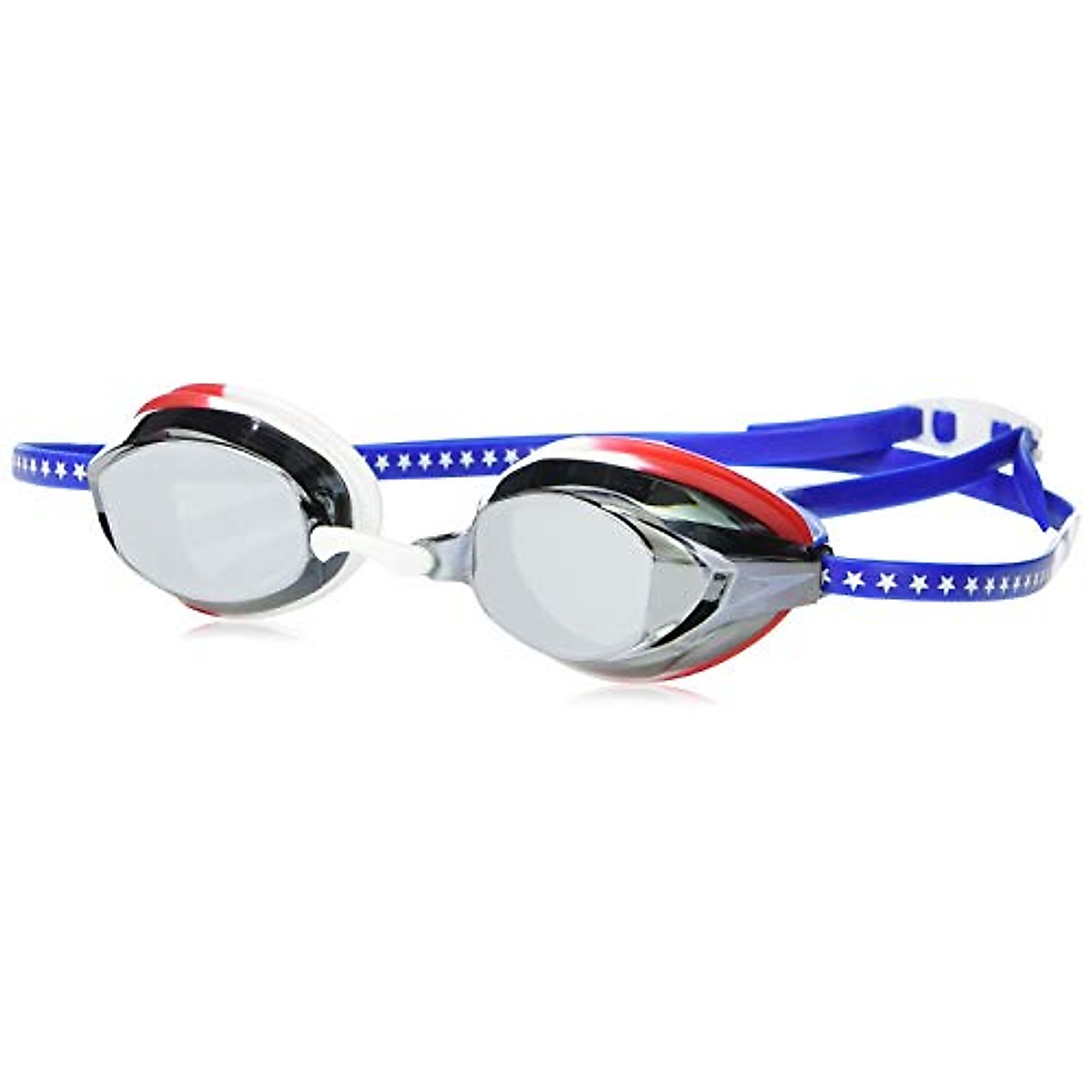 Speedo Unisex-Adult Swim Goggles Vanquisher Extended View, Mirrored Red/White/Blue/Grey