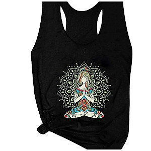 Padaleks Women’s O Neck Sleeveless Tank Tops Workout Yoga Loose Lightweight Blouses Summer Basic Tee Shirts Tunics