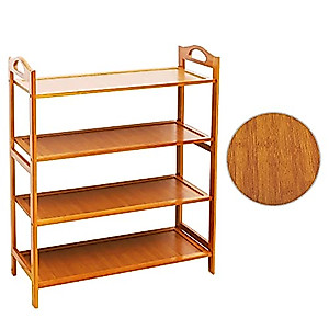 YUHUAWYH SANPON Bamboo Shoe Rack 4 Tier Shoe Organizer for Closet Entryway Shoe Rack Free Standing Shoe Shelf Flat Brown